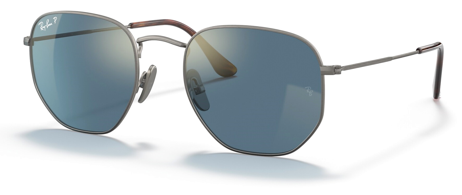 Lunettes de soleil Ray-Ban Round Hexagonal Titanium Large RB8148 9208 ...